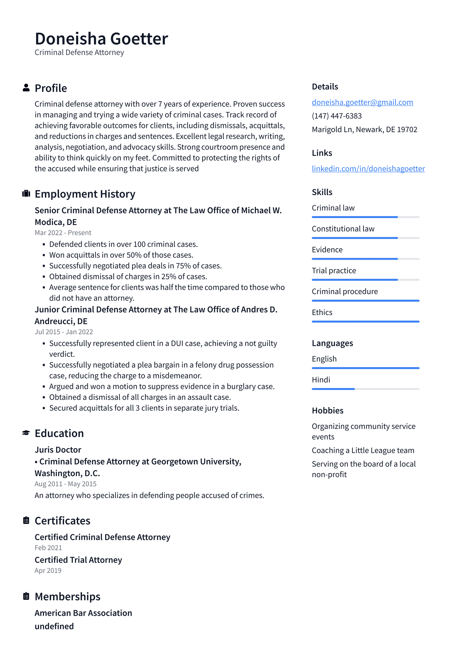 Lawyer Resume Example and Writing Guide - ResumeLawyer