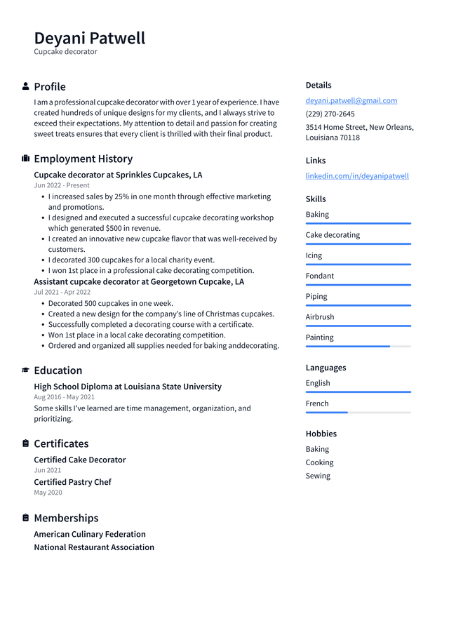 Pastry Chef Resume Example and Writing Guide - ResumeLawyer