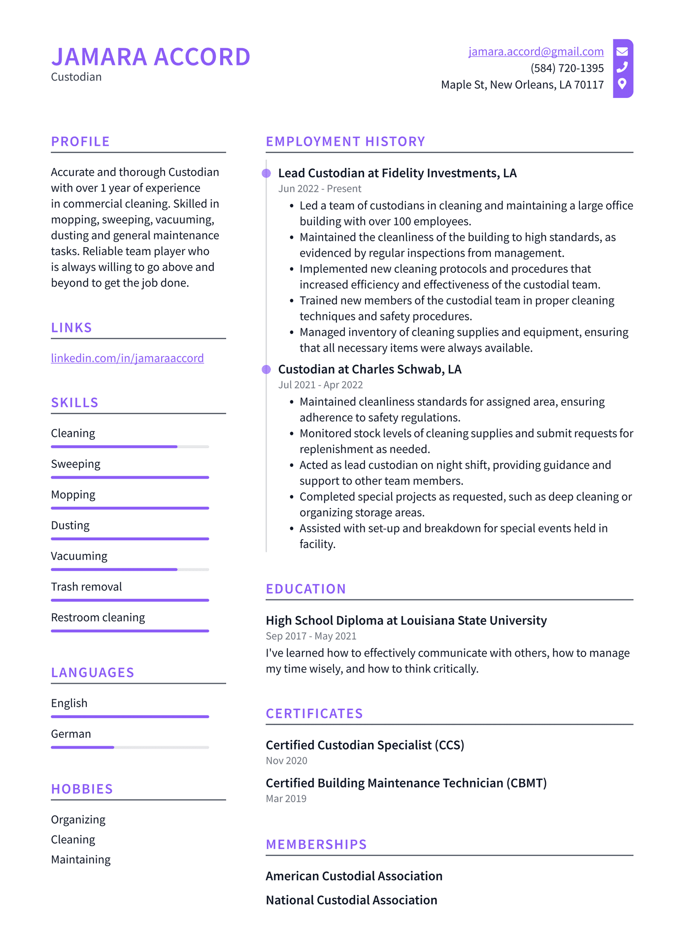 Janitor Resume Sample And Guide – RPZGIY