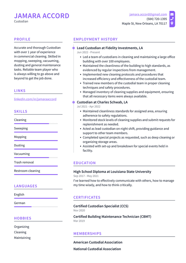 Janitor Resume Example and Writing Guide - ResumeLawyer