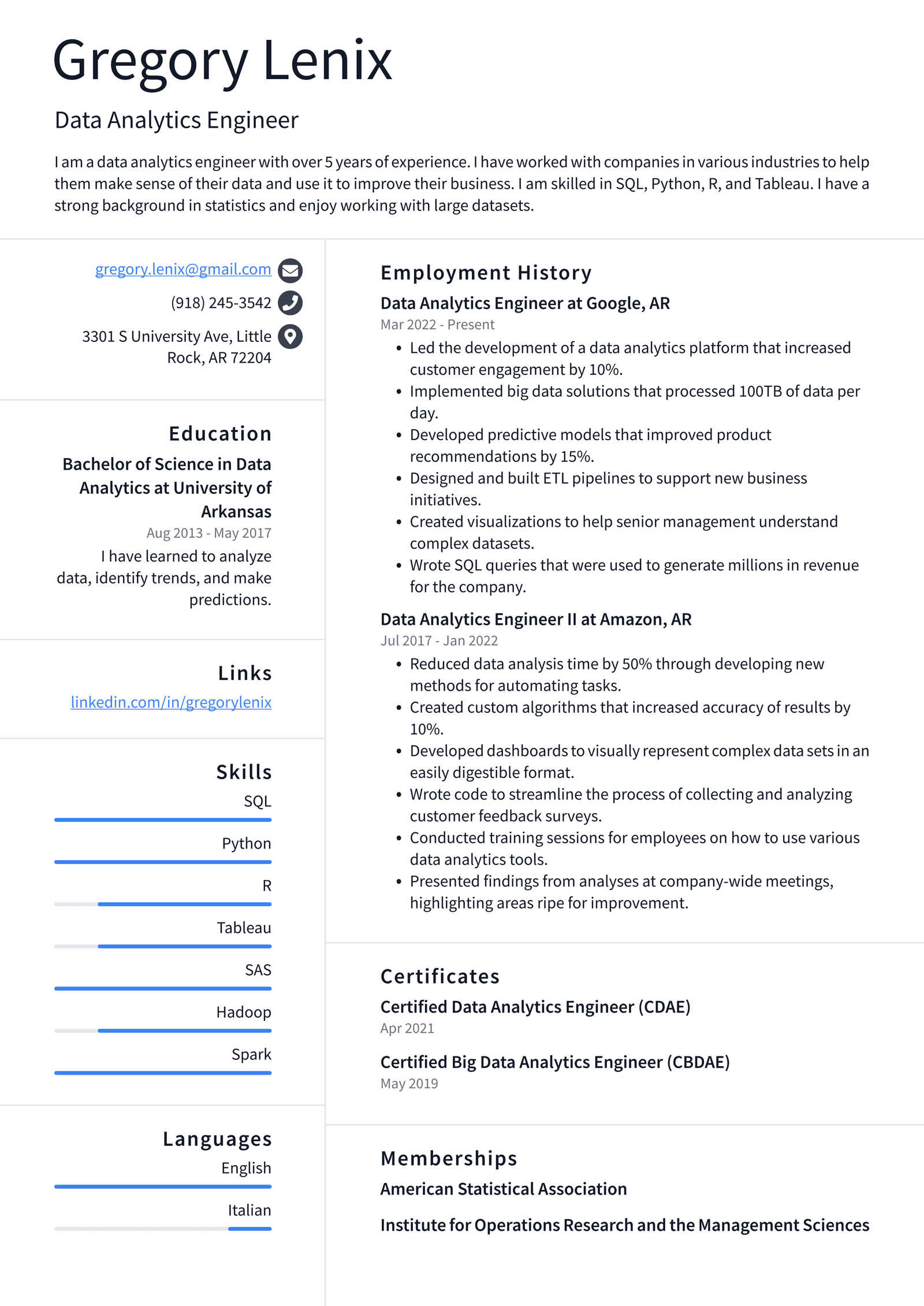 Data Engineer Resume Example and Writing Guide - ResumeLawyer