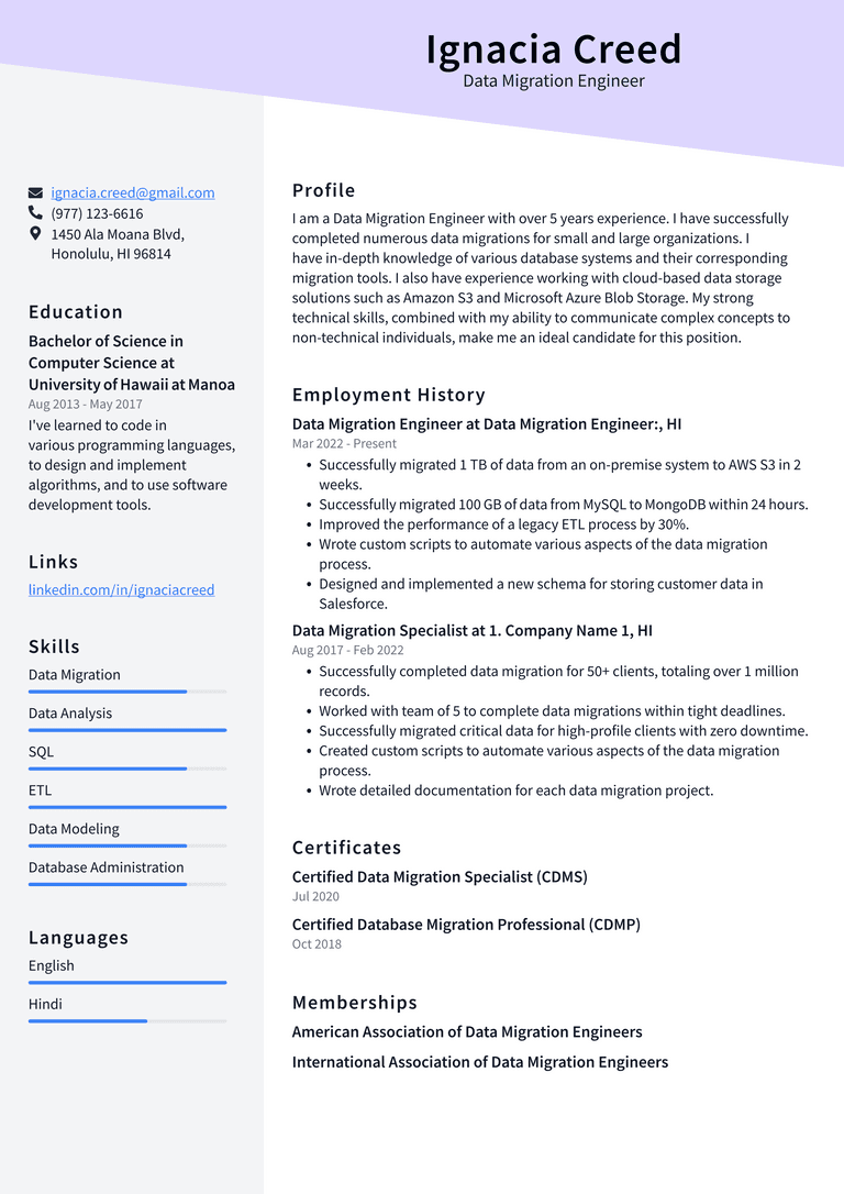 Data Engineer Resume Example and Writing Guide - ResumeLawyer