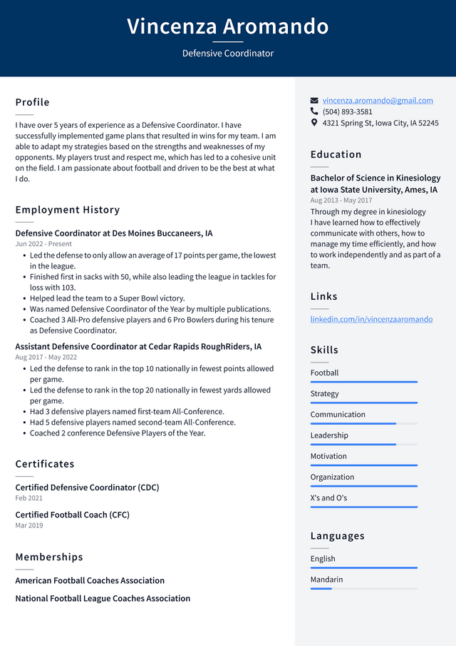 Football Coach Resume Example and Writing Guide - ResumeLawyer
