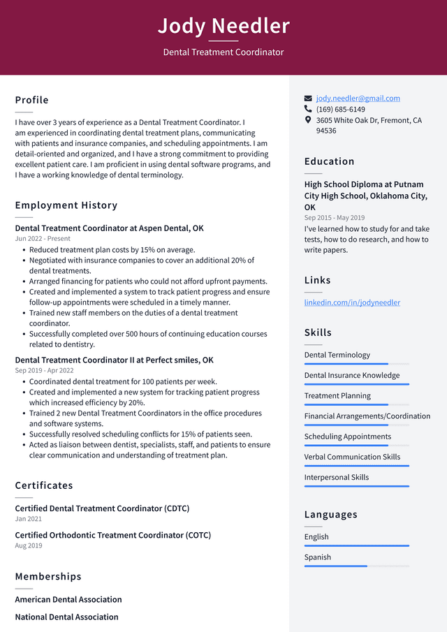 Dental Receptionist Resume Example and Writing Guide - ResumeLawyer