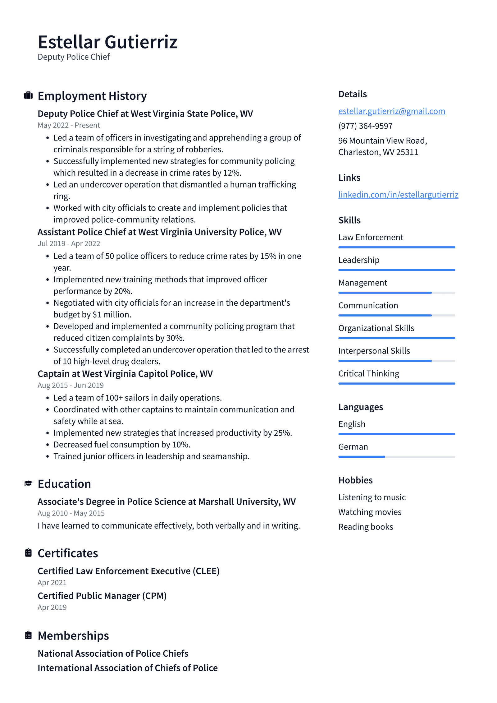 Police Officer Resume Example and Writing Guide - ResumeLawyer