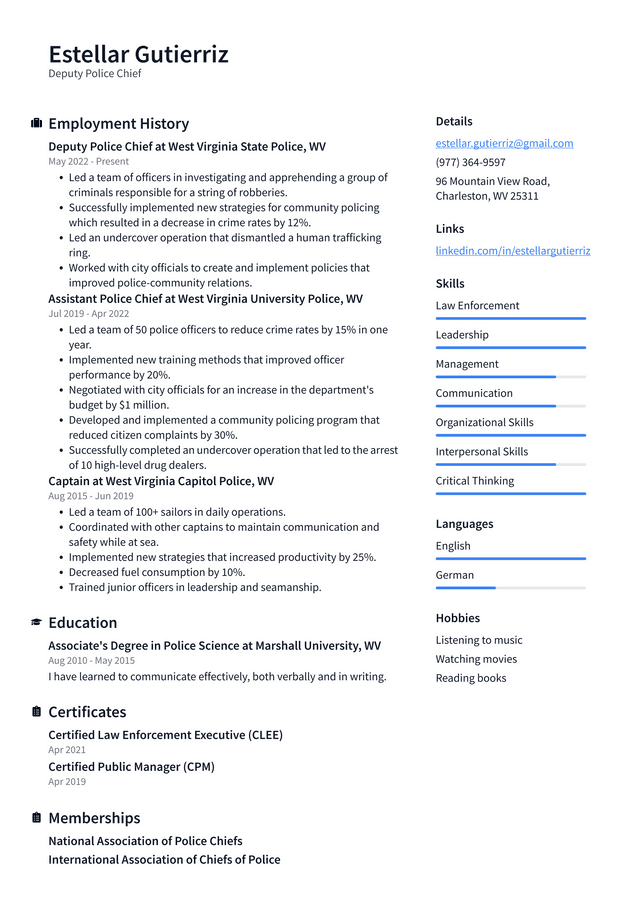 Police Officer Resume Example and Writing Guide - ResumeLawyer