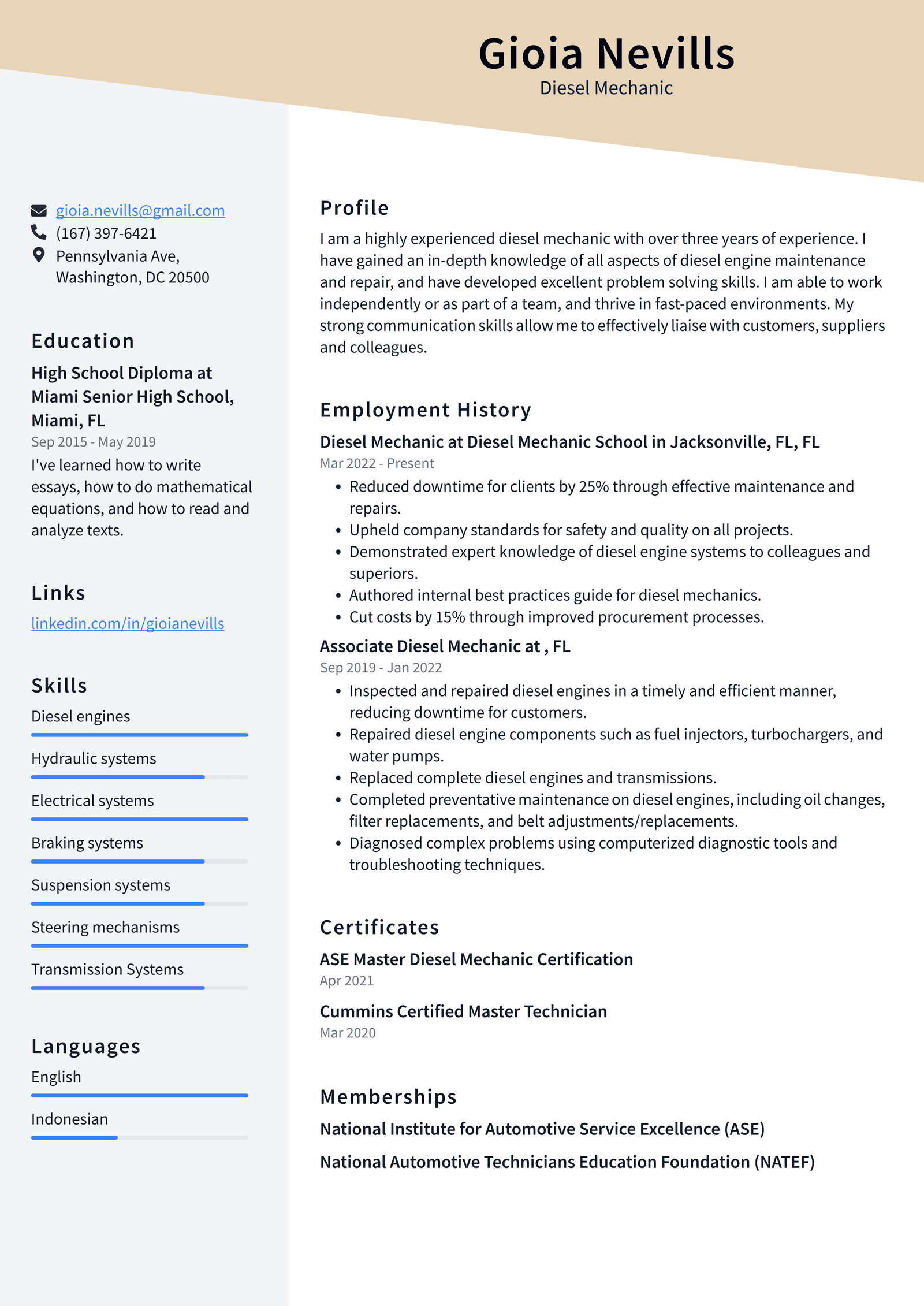 Mechanic Resume Example and Writing Guide - ResumeLawyer