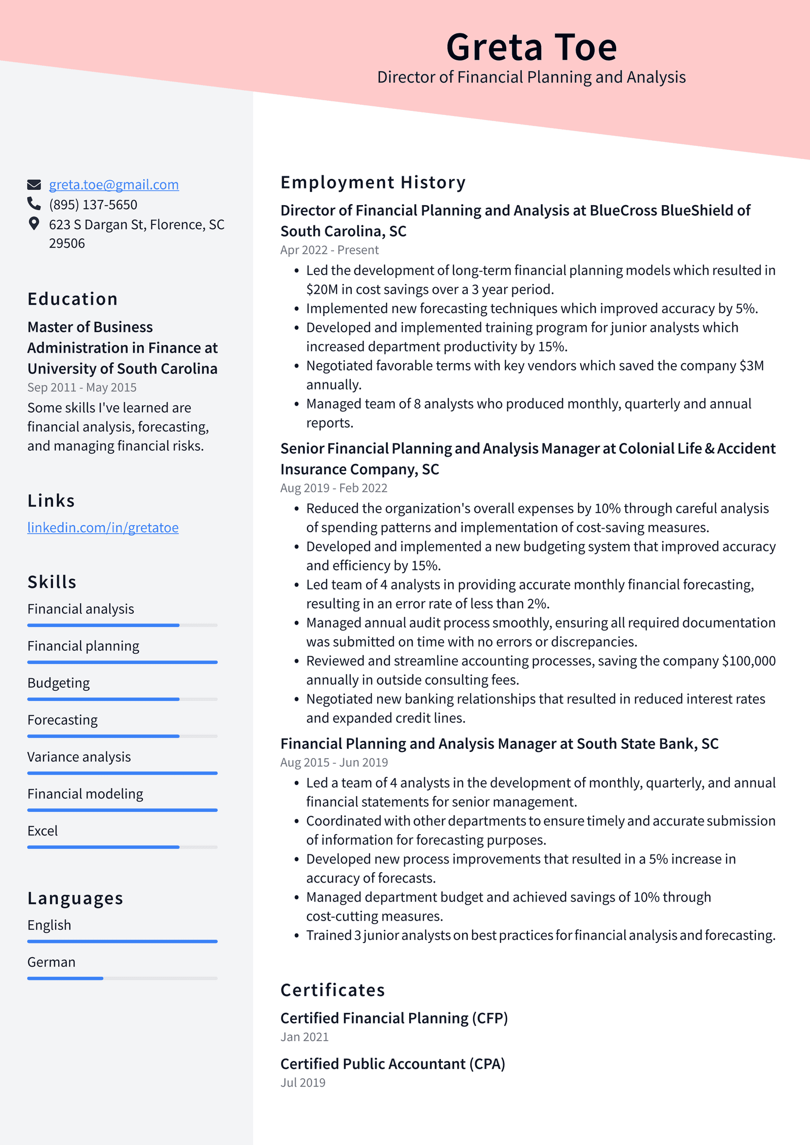 Financial Analyst Resume Example and Writing Guide - ResumeLawyer