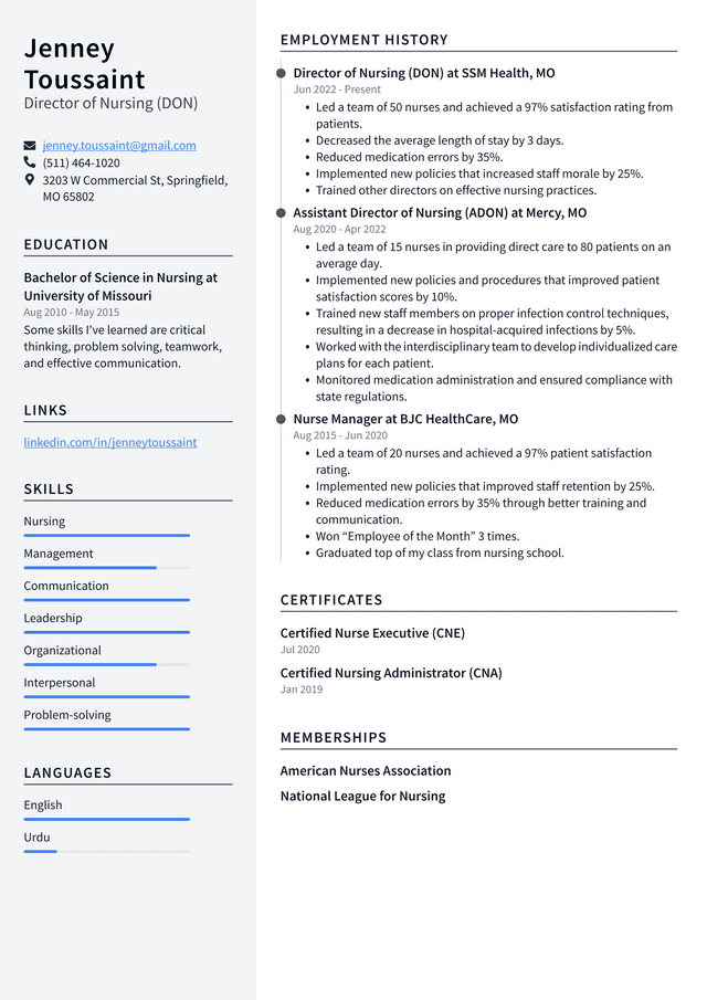 Health Care Administration Resume Example and Writing Guide