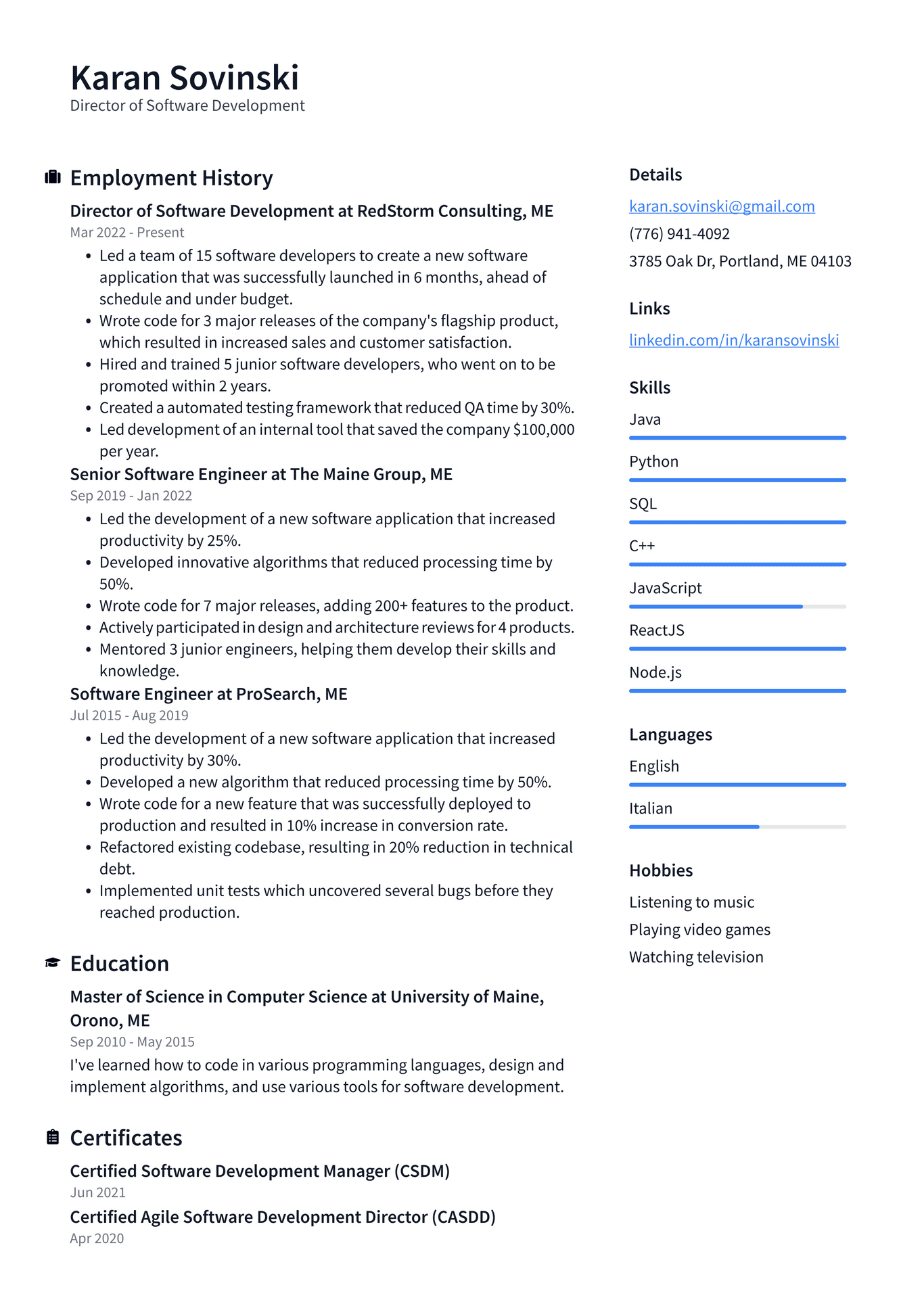 Software Developer Resume Example and Writing Guide - ResumeLawyer