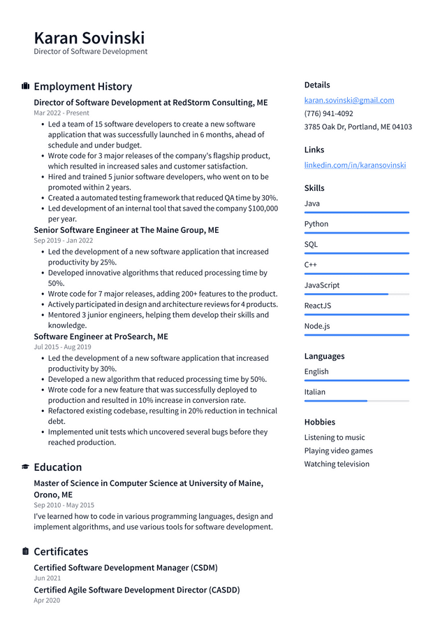 Software Developer Resume Example and Writing Guide - ResumeLawyer