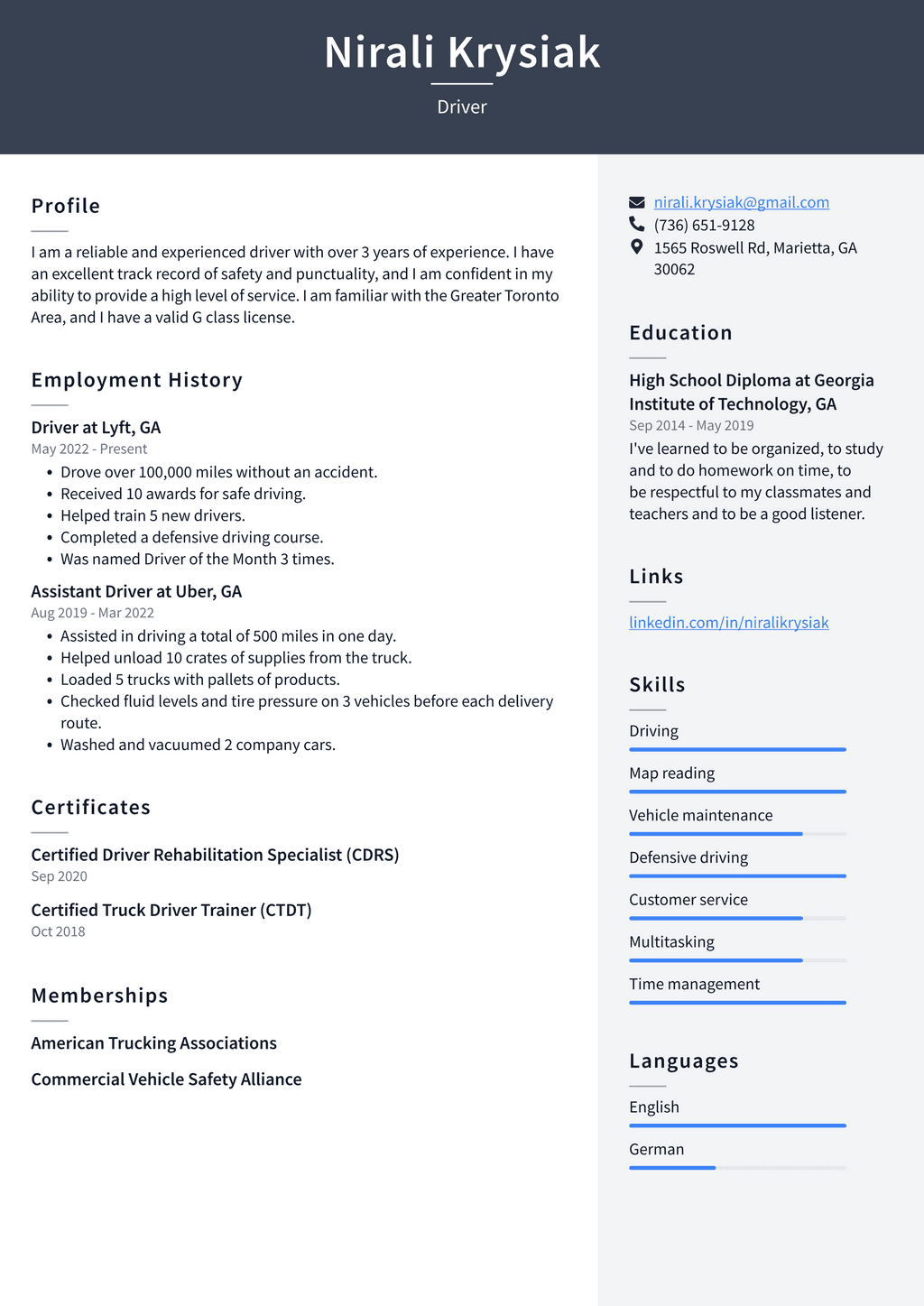 Transport & Logistics Resume Example and Writing Guide - ResumeLawyer