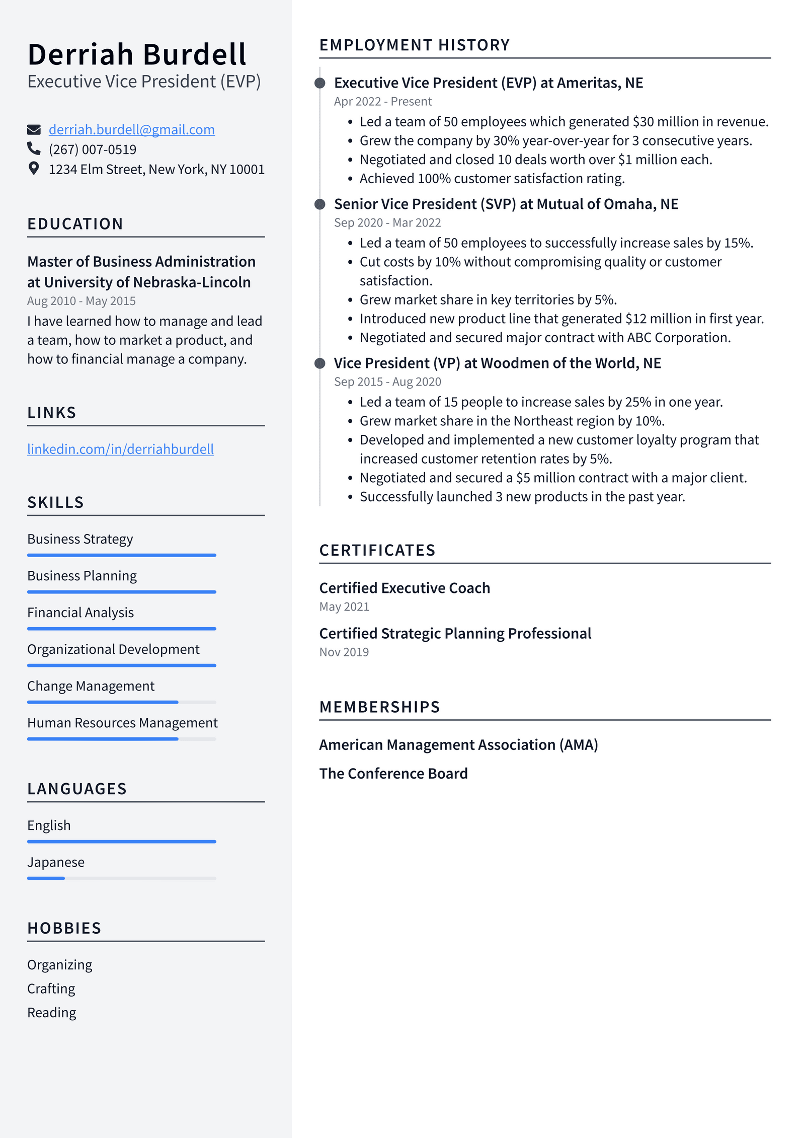 Executive Resume Example and Writing Guide - ResumeLawyer
