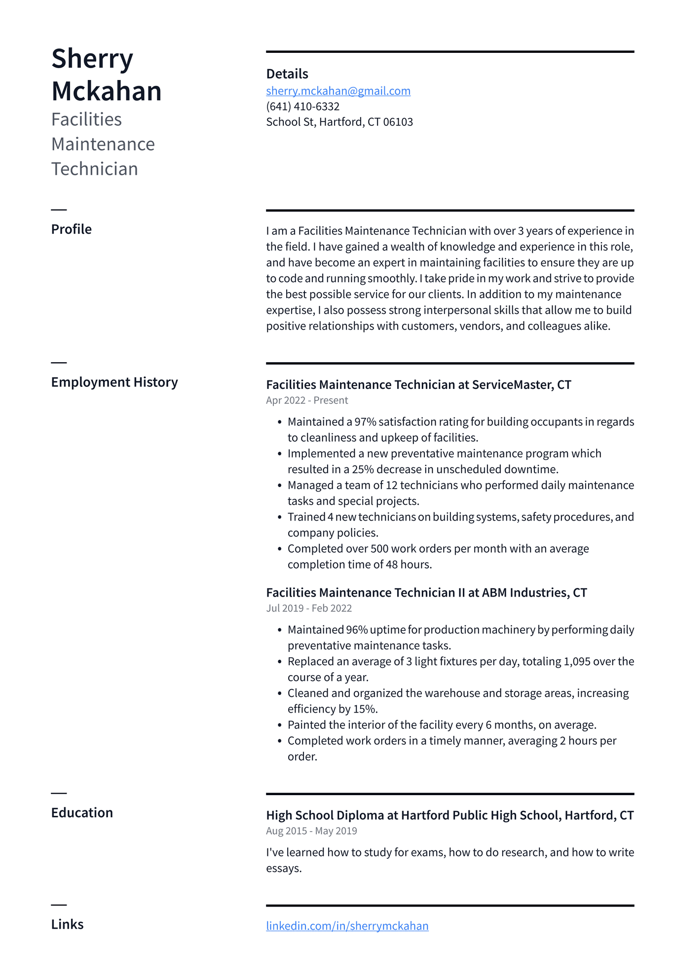 Maintenance and repair Resume Example and Writing Guide