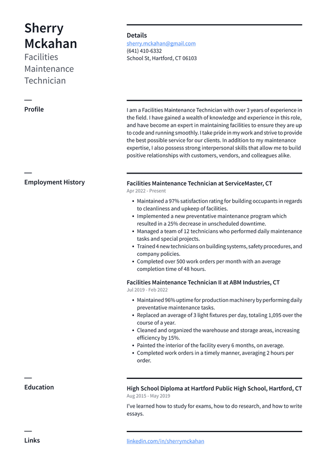 Maintenance and repair Resume Example and Writing Guide