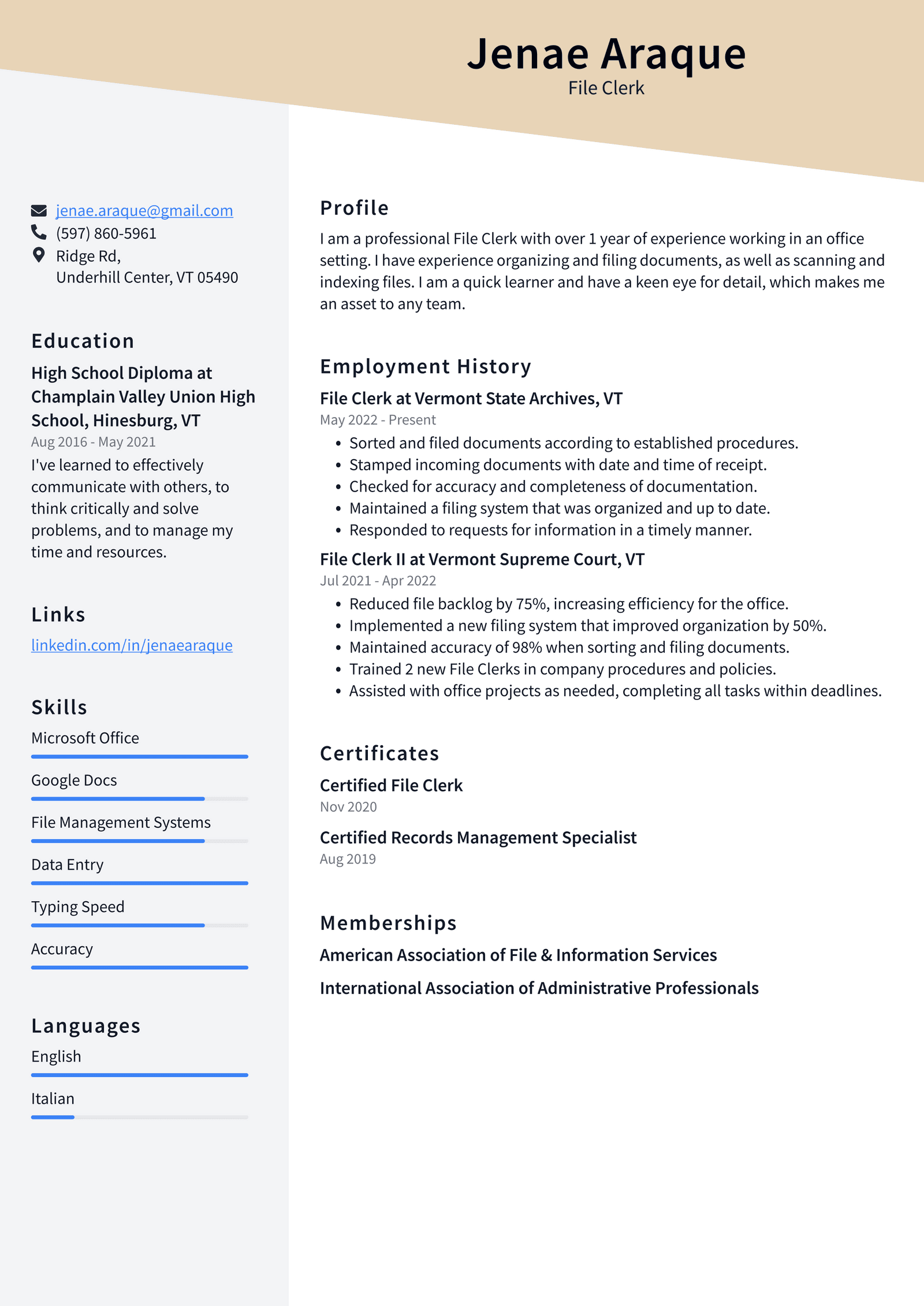 Office Clerk Resume Example And Writing Guide - Resumelawyer