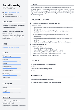 Carpenter Resume Example and Writing Guide - ResumeLawyer