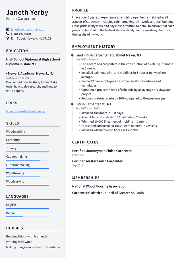 Carpenter Resume Example and Writing Guide - ResumeLawyer