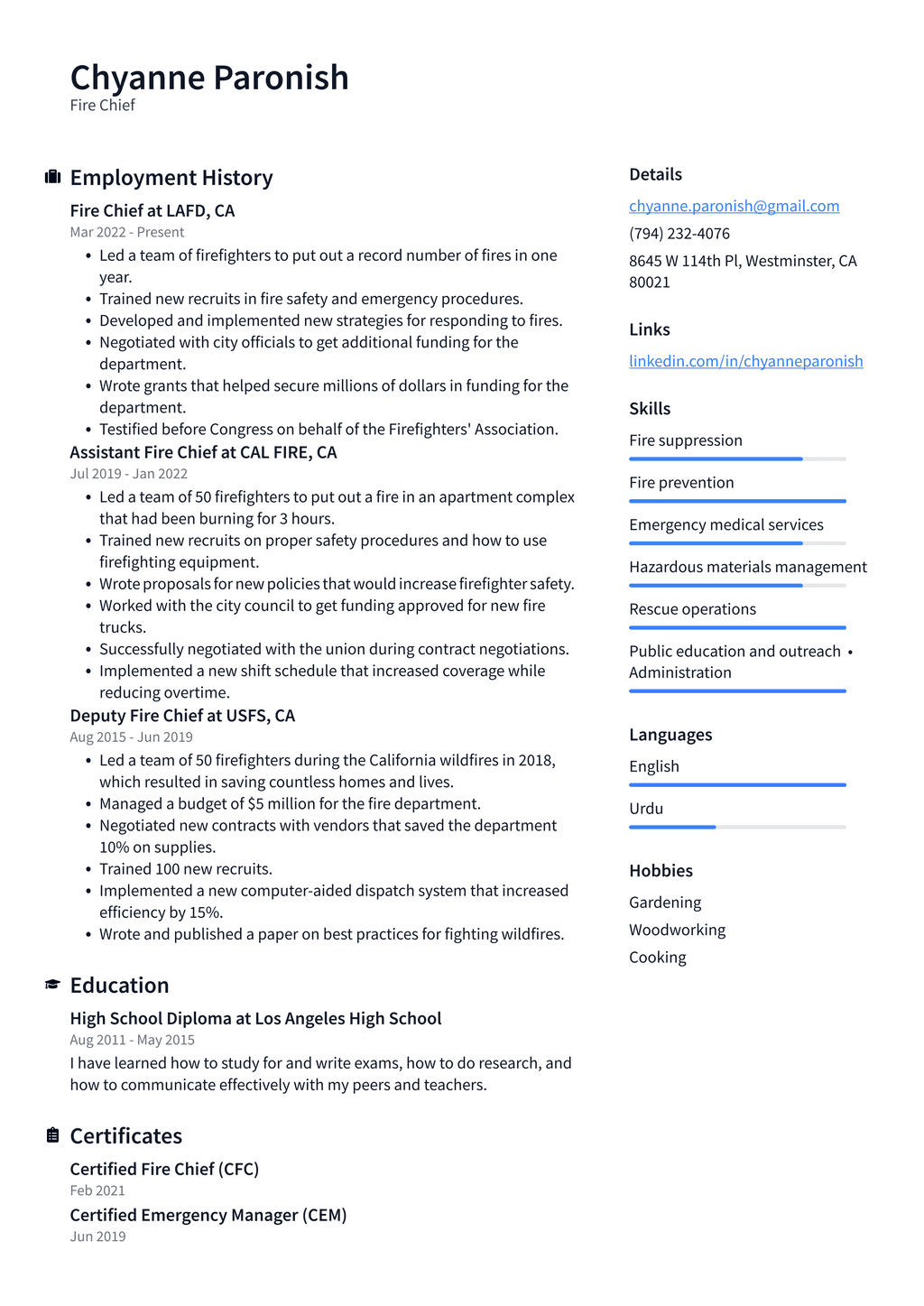 Firefighter Resume Example and Writing Guide - ResumeLawyer