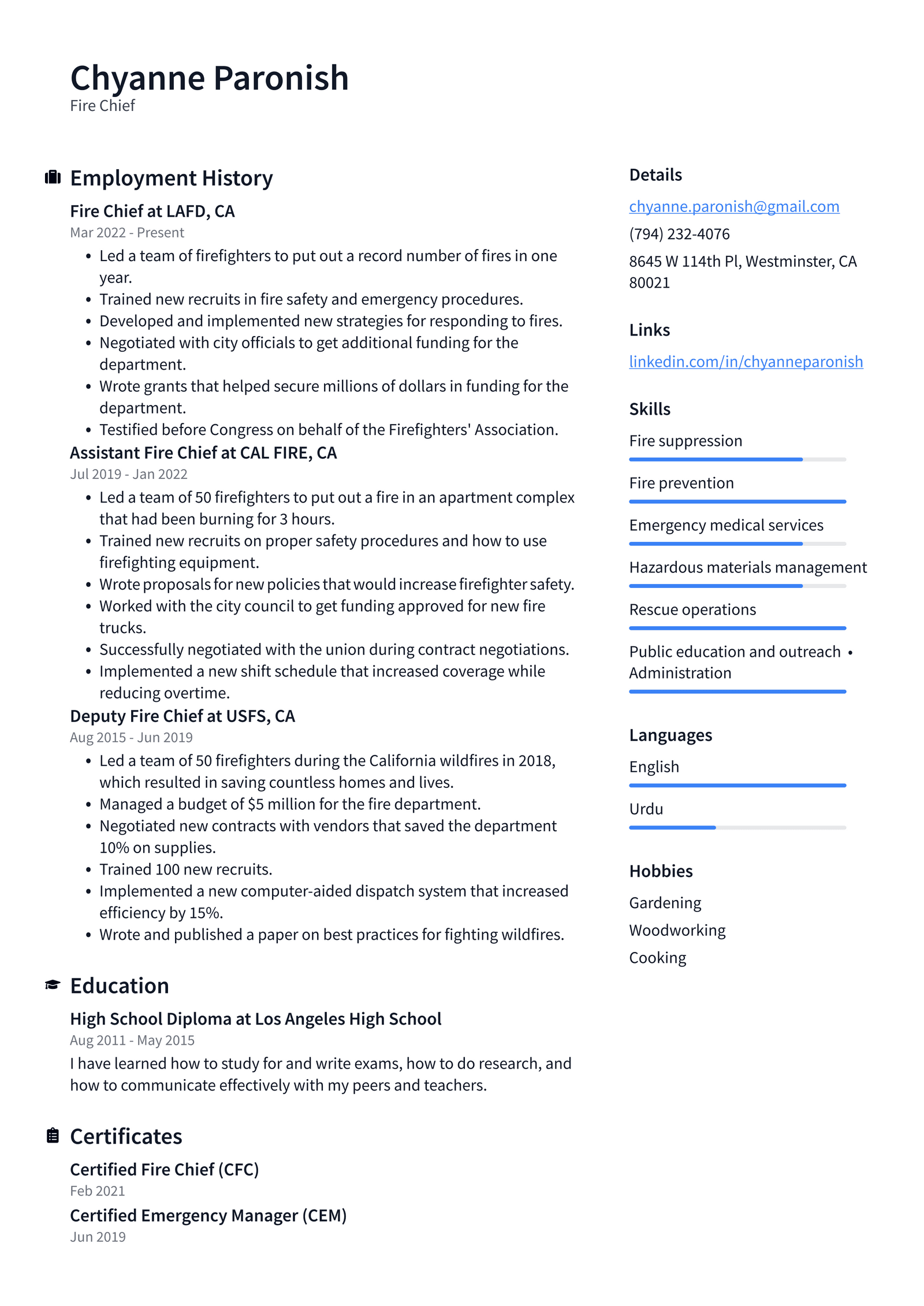 Firefighter Resume Example and Writing Guide - ResumeLawyer