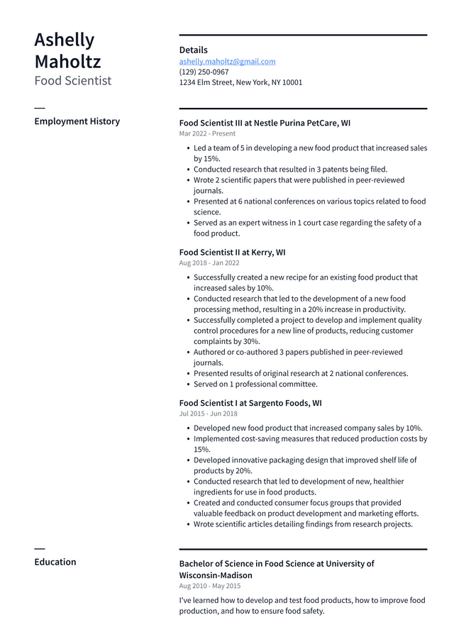 Nutritionist Resume Example and Writing Guide - ResumeLawyer