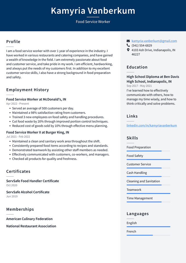 Caterer Resume Example and Writing Guide - ResumeLawyer