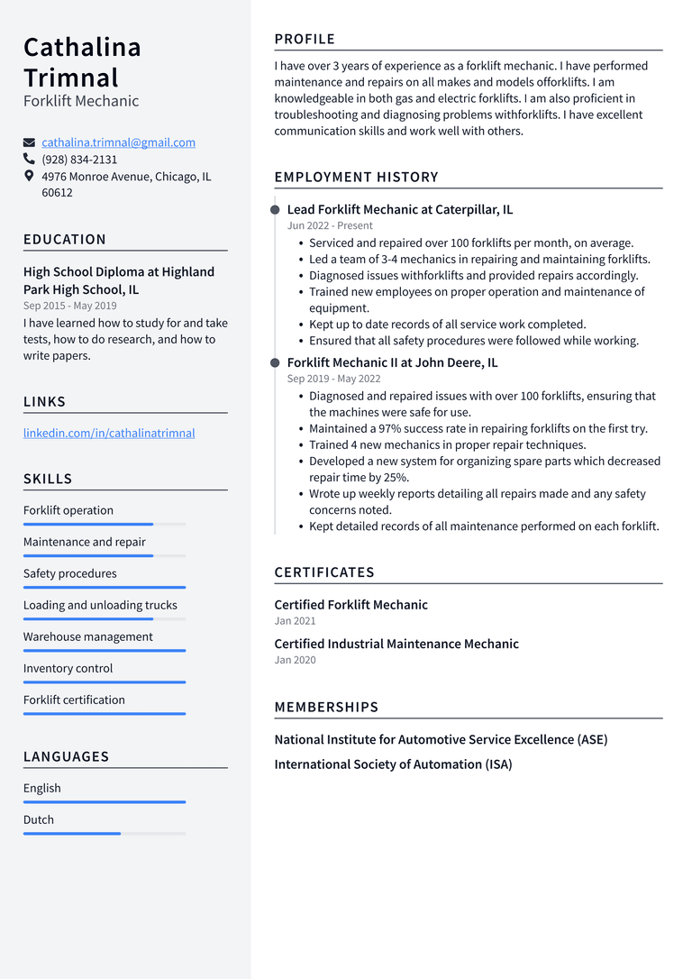 Forklift Operator Resume Example and Writing Guide - ResumeLawyer