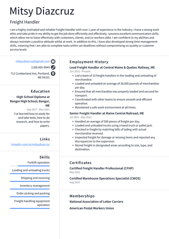 Package Handler Resume Example and Writing Guide - ResumeLawyer Package Handler Resume Example and Writing Guide - ResumeLawyer