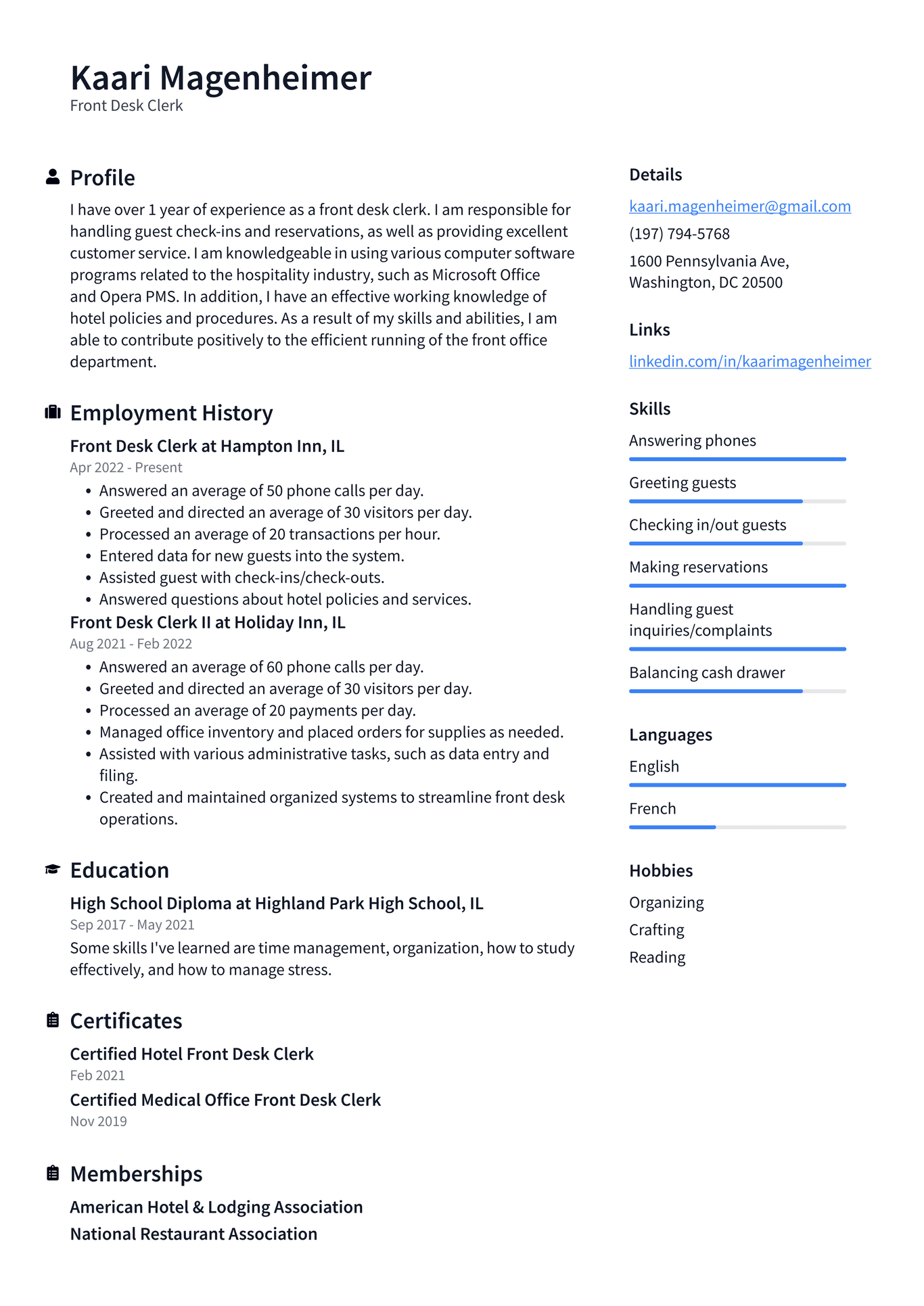 Concierge Resume Example and Writing Guide - ResumeLawyer