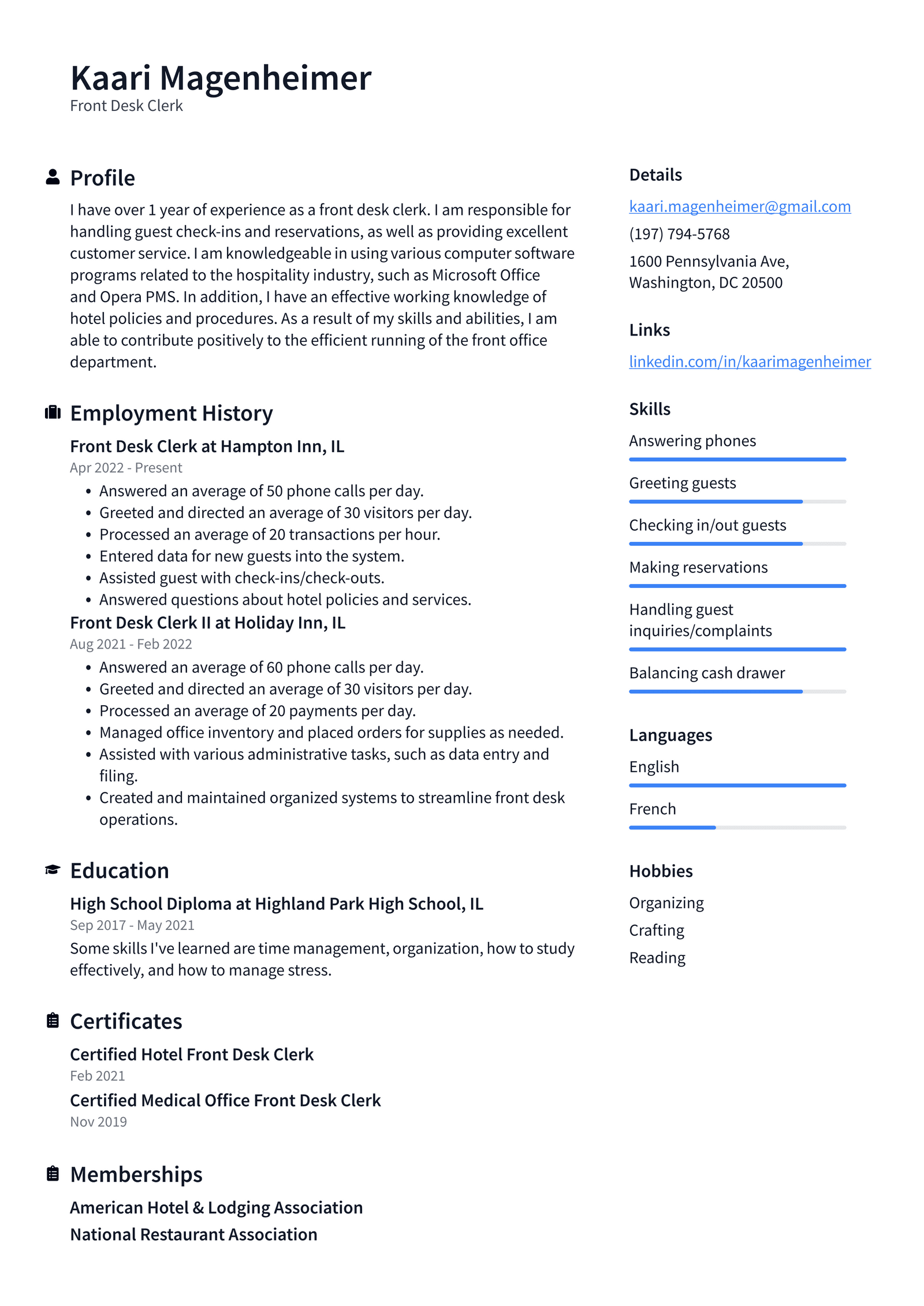 Concierge Resume Example and Writing Guide - ResumeLawyer