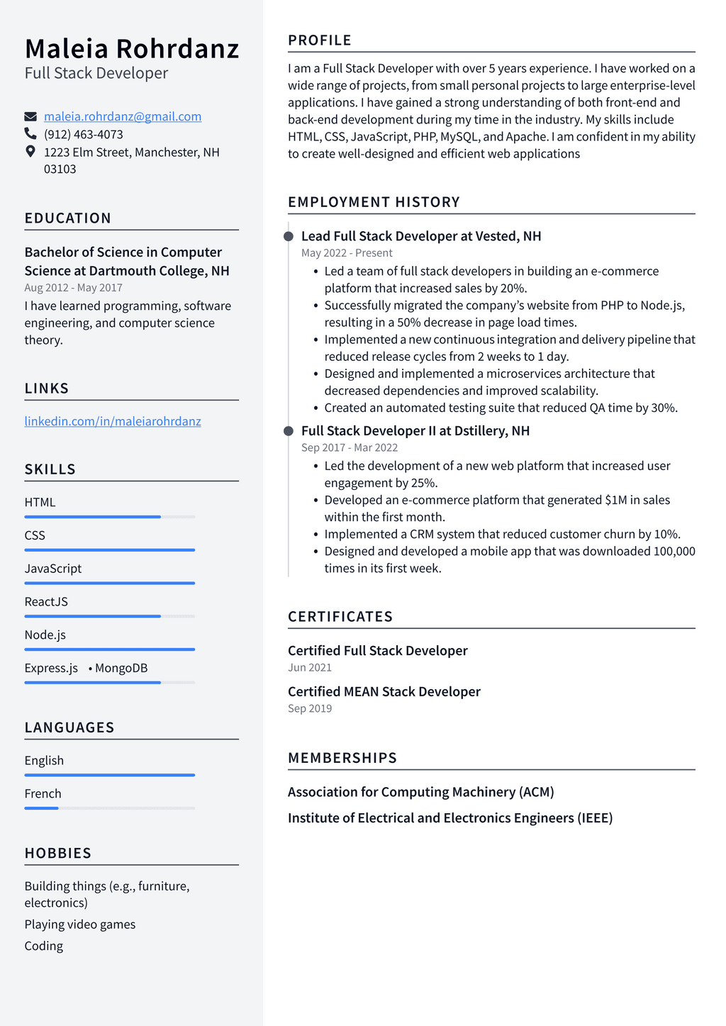 Web Developer Resume Example and Writing Guide - ResumeLawyer