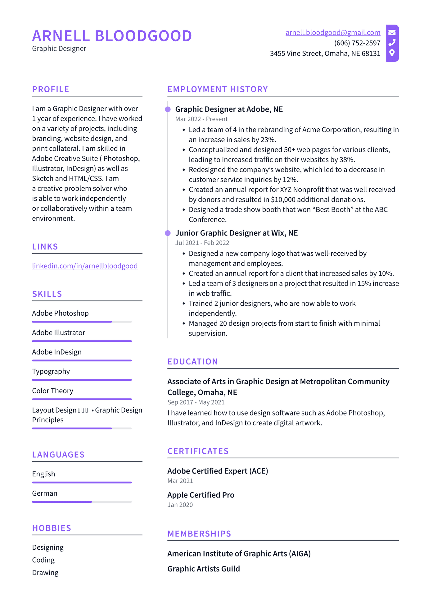 Motion Graphics Artist Resume Example and Writing Guide