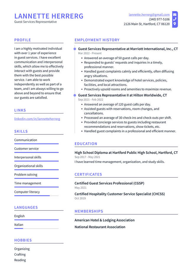 Concierge Resume Example and Writing Guide - ResumeLawyer