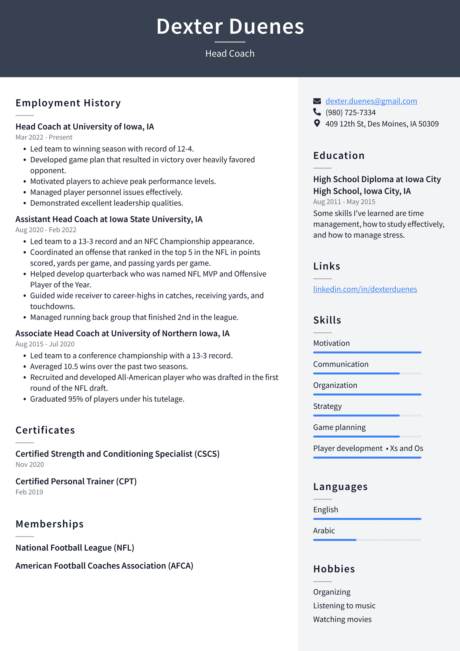 Soccer Coach Resume Example and Writing Guide - ResumeLawyer