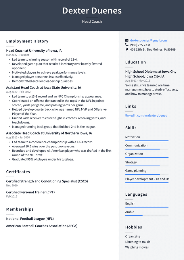 Soccer Coach Resume Example and Writing Guide - ResumeLawyer