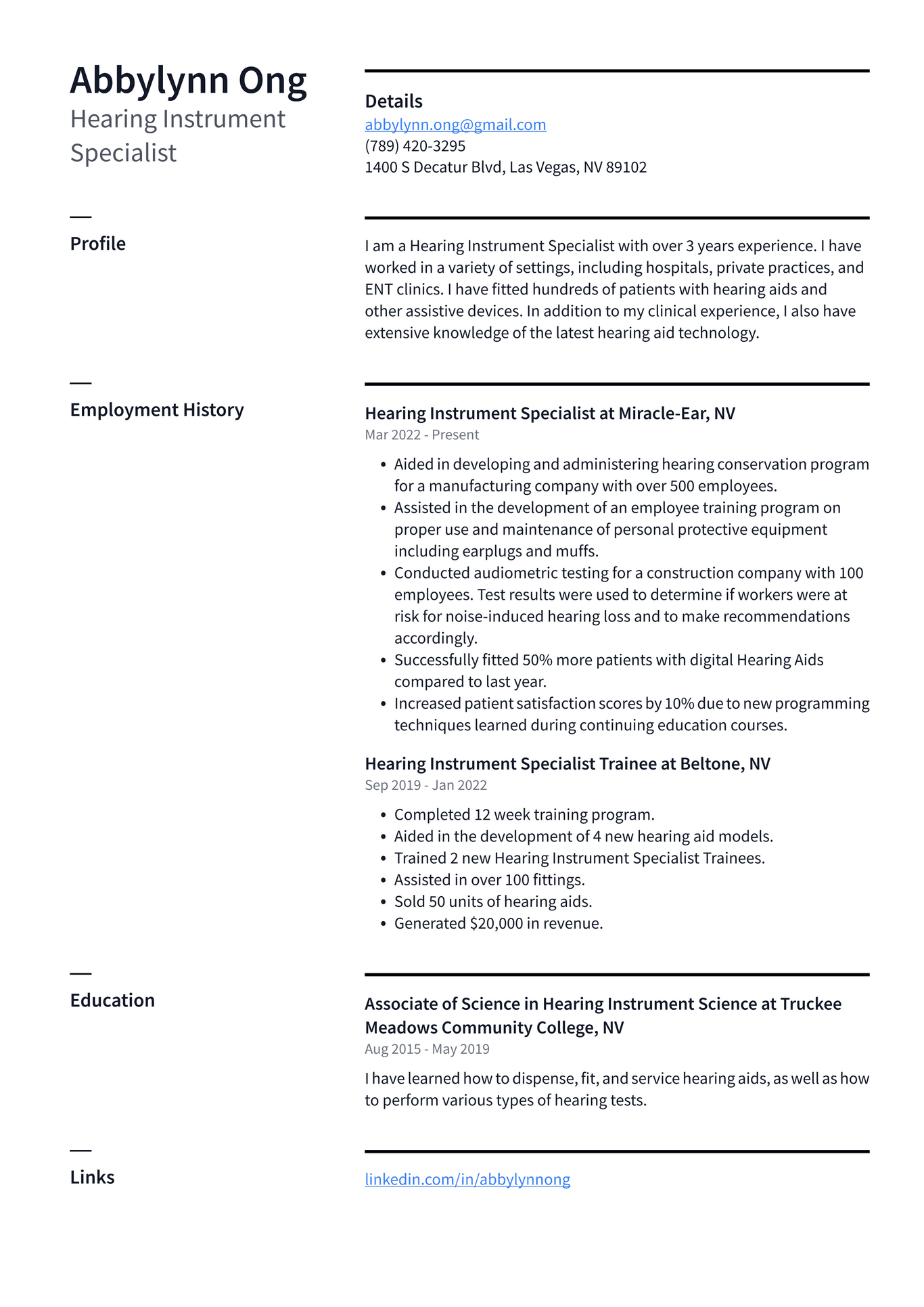 Audiologist Resume Example and Writing Guide - ResumeLawyer