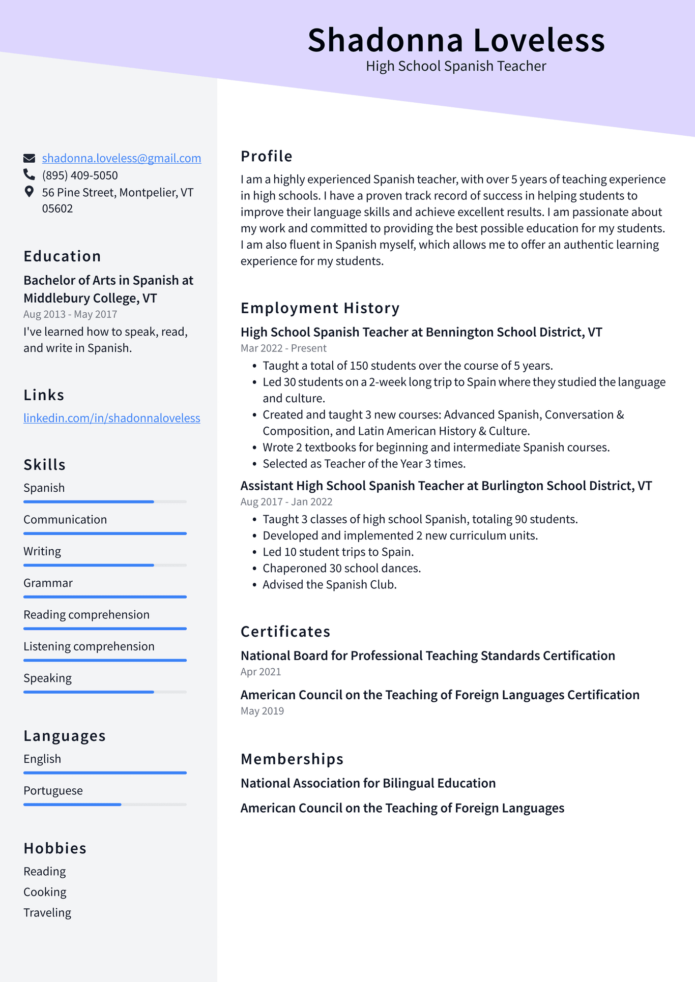 High School Teacher Resume Example and Writing Guide - ResumeLawyer
