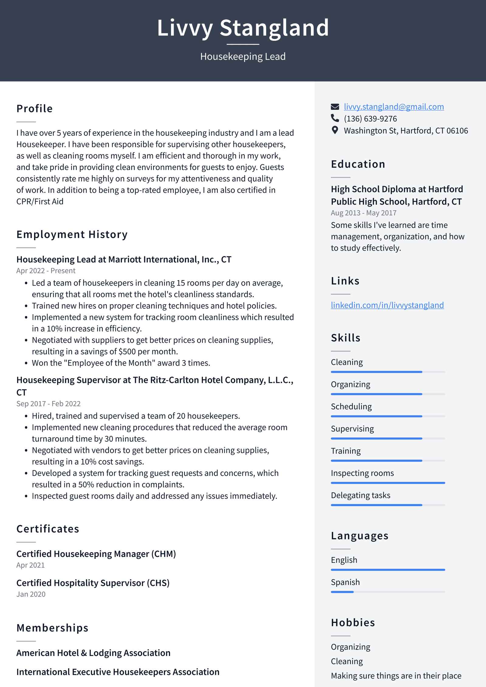 Housekeeping Resume Example and Writing Guide - ResumeLawyer