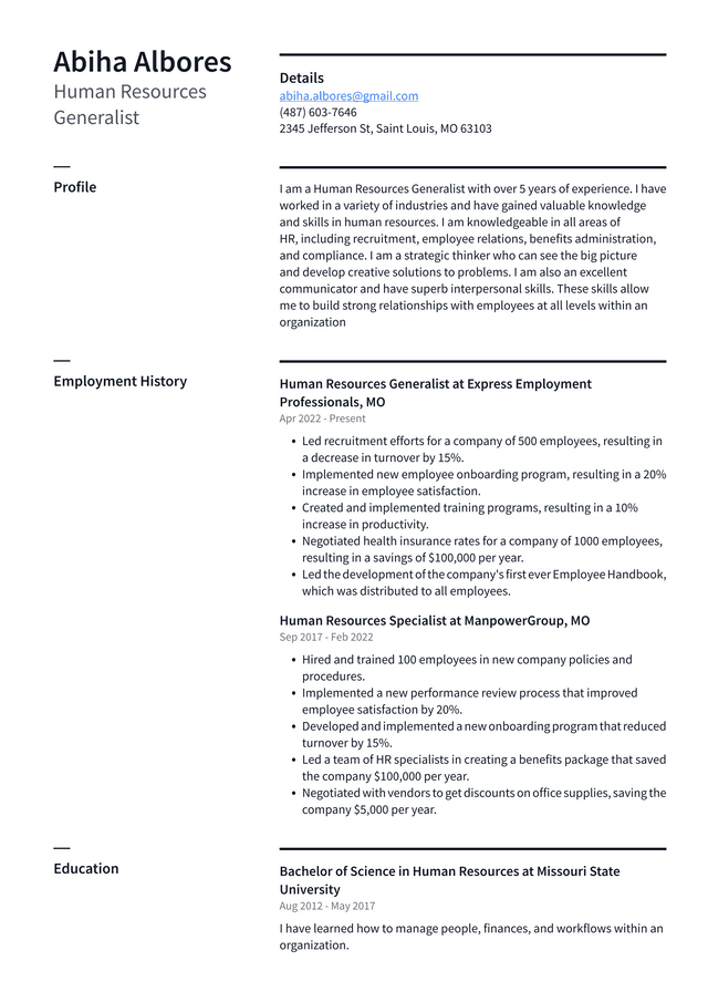 Human Resources Resume Example and Writing Guide - ResumeLawyer