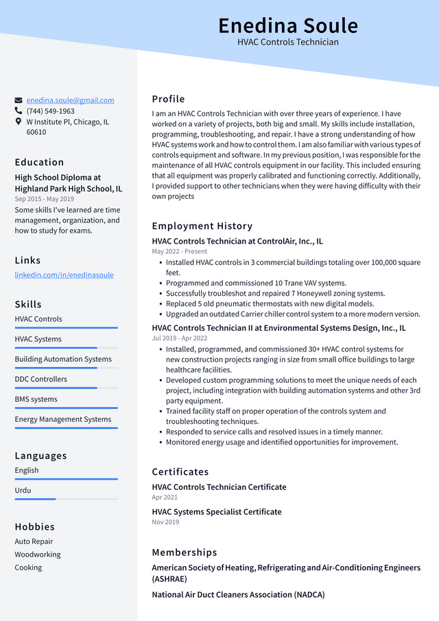 HVAC Technician Resume Example and Writing Guide - ResumeLawyer