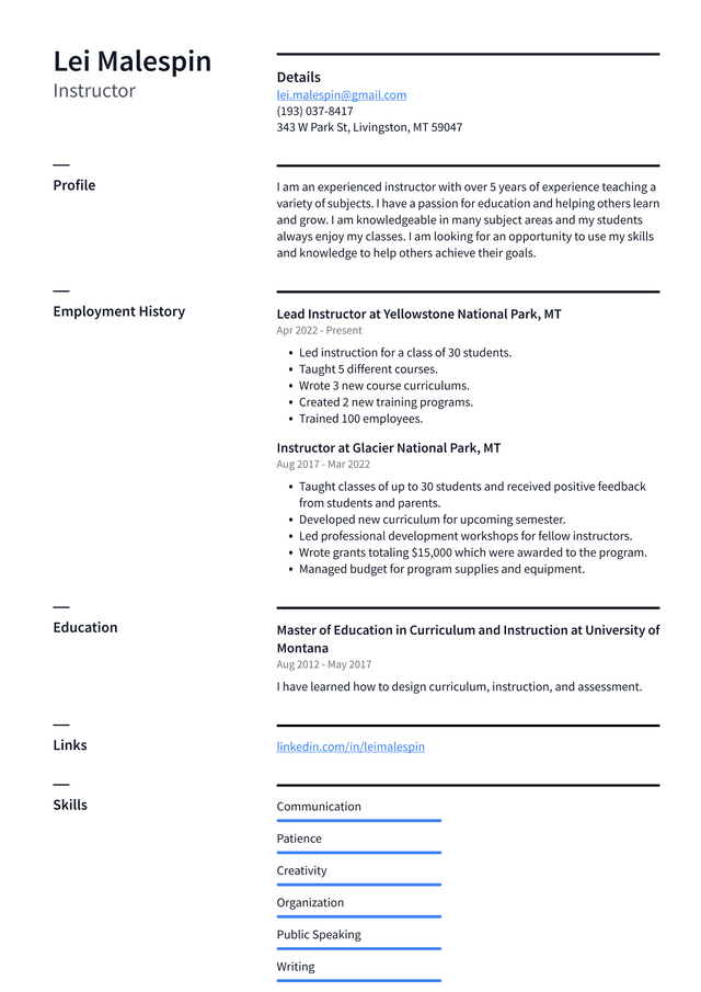 Tutor Resume Example and Writing Guide - ResumeLawyer