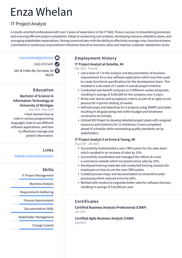 IT Project Manager Resume Example and Writing Guide - ResumeLawyer IT Project Manager Resume Example and Writing Guide - ResumeLawyer