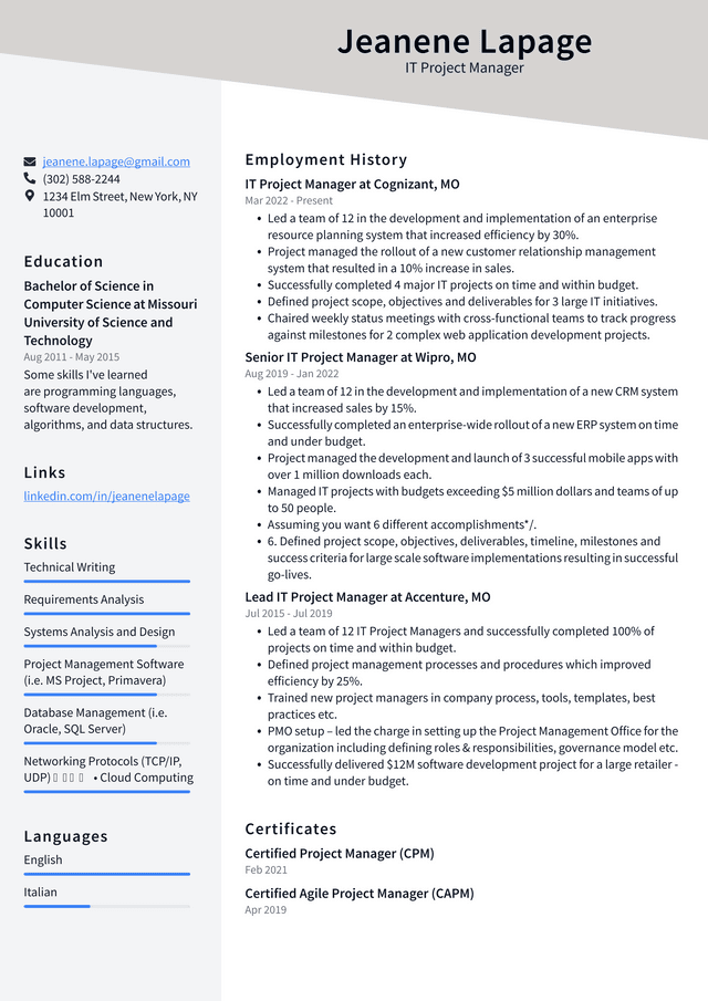IT Specialist Resume Example and Writing Guide - ResumeLawyer