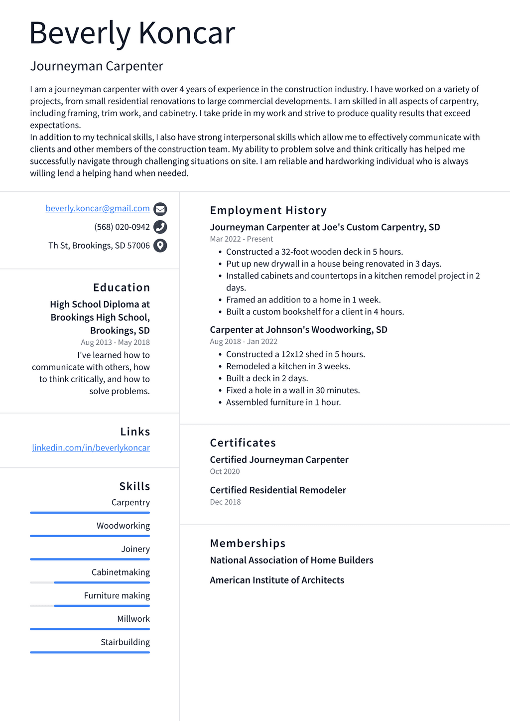 Carpenter Resume Example and Writing Guide - ResumeLawyer