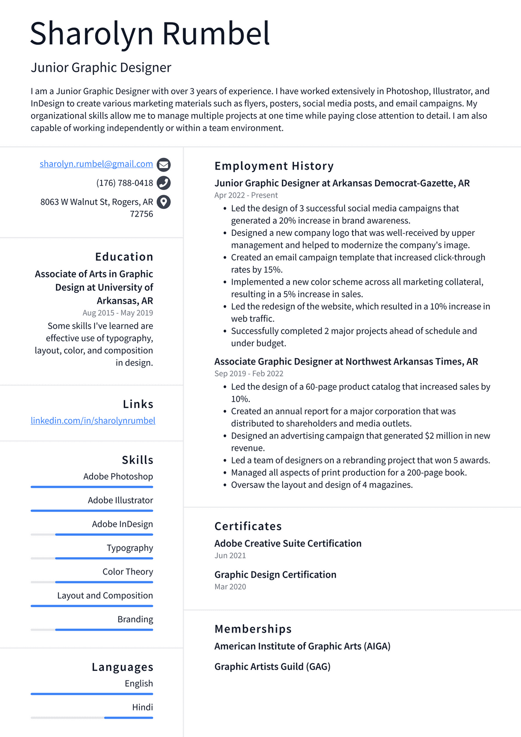 Motion Graphics Artist Resume Example and Writing Guide