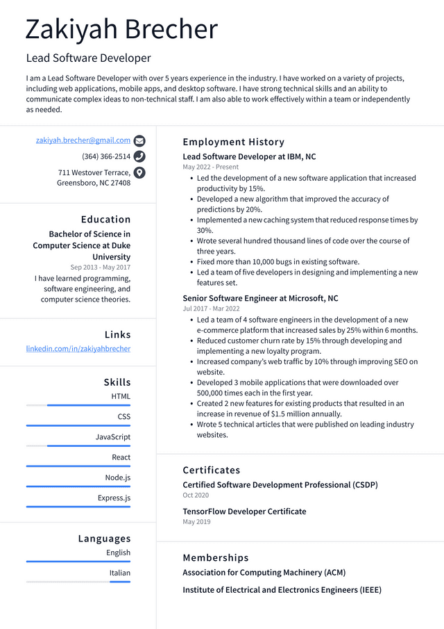 Software Developer Resume Example and Writing Guide - ResumeLawyer