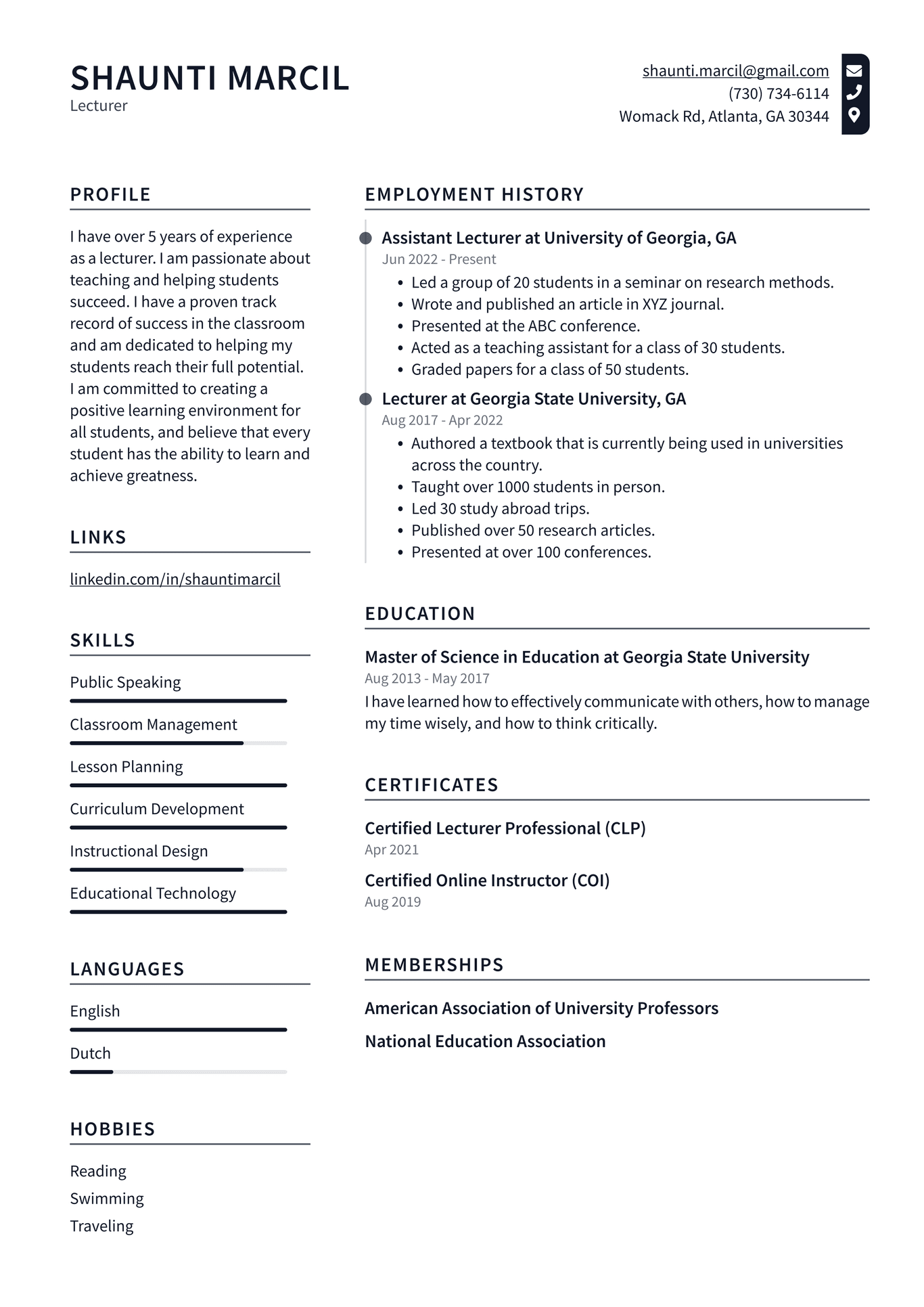 College Professor Resume Example and Writing Guide - ResumeLawyer