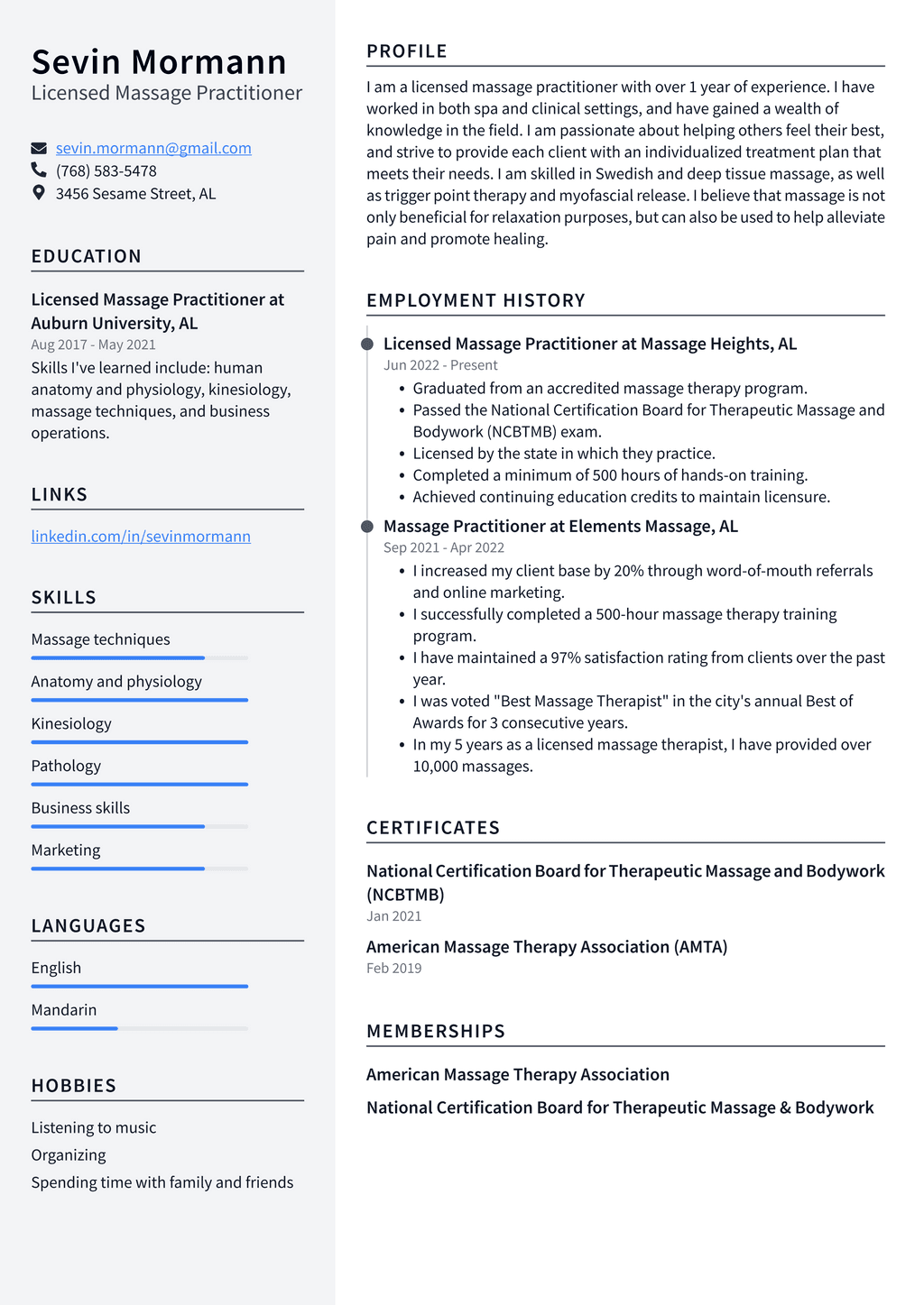 Massage Therapist Resume Example And Writing Guide Resumelawyer