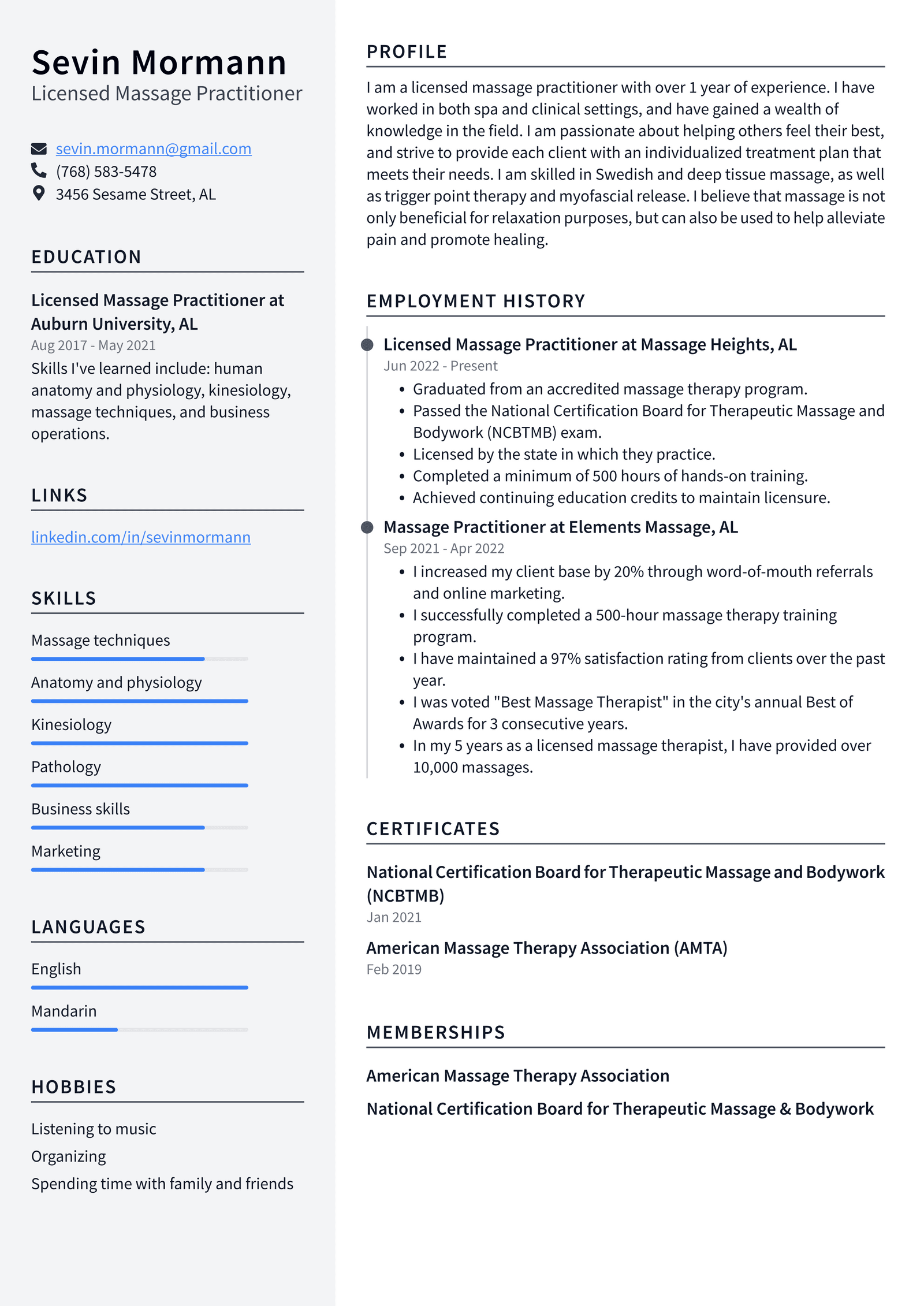 Massage Therapist Resume Example And Writing Guide Resumelawyer