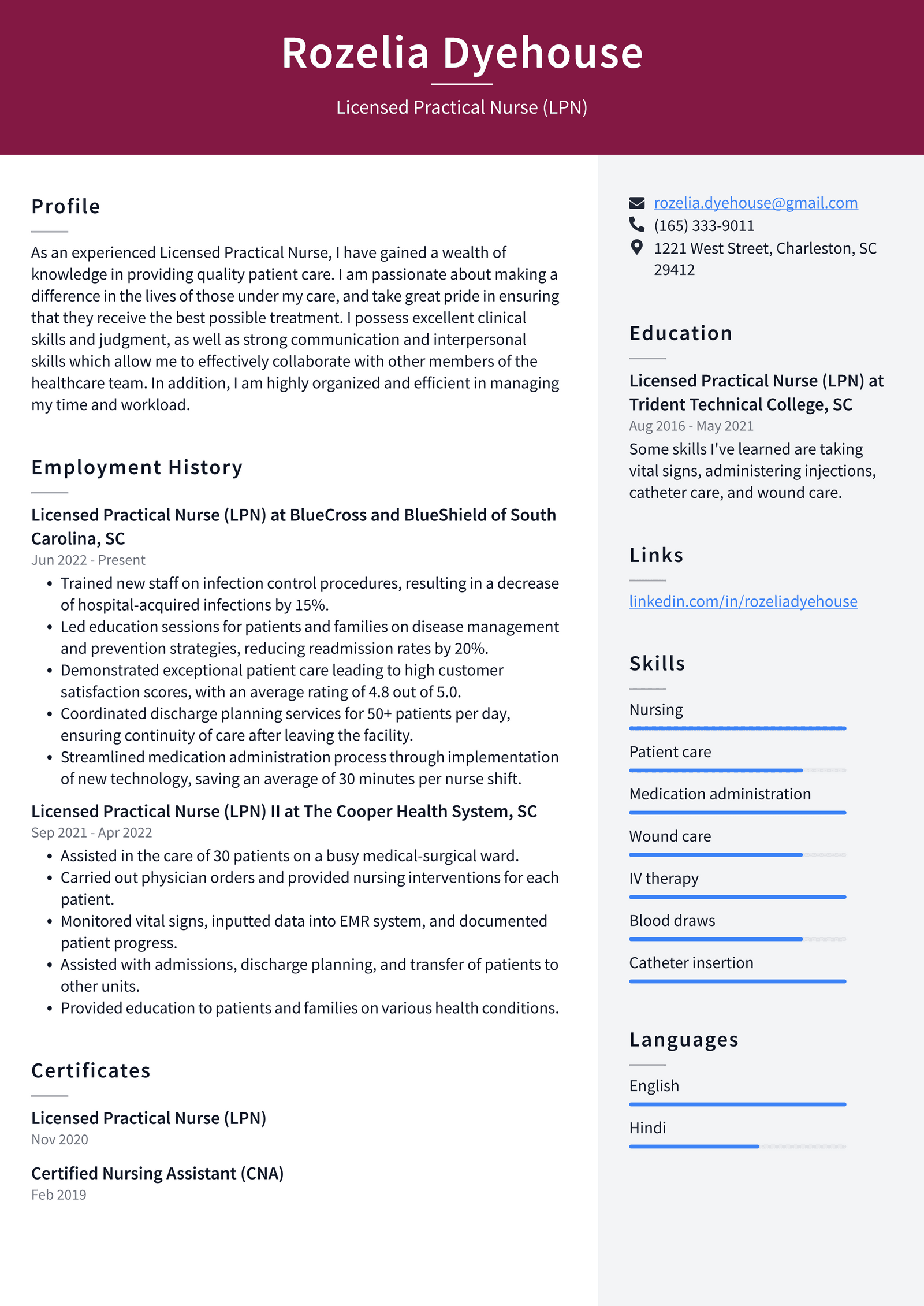 Nursing Student Resume Example and Writing Guide - ResumeLawyer